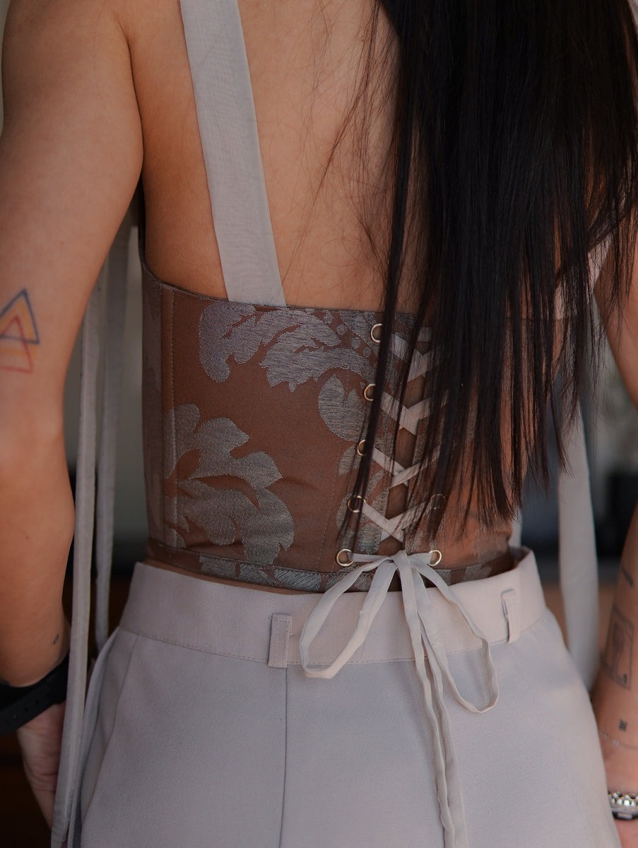 Neutral Brocade Corset – YOYO