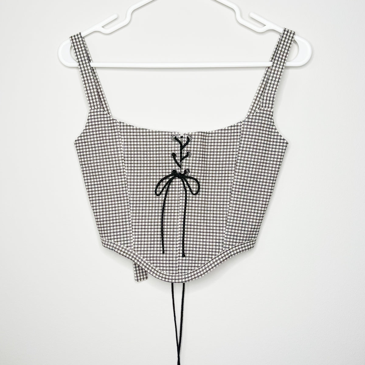 Houndstooth Front Tie Corset – YOYO